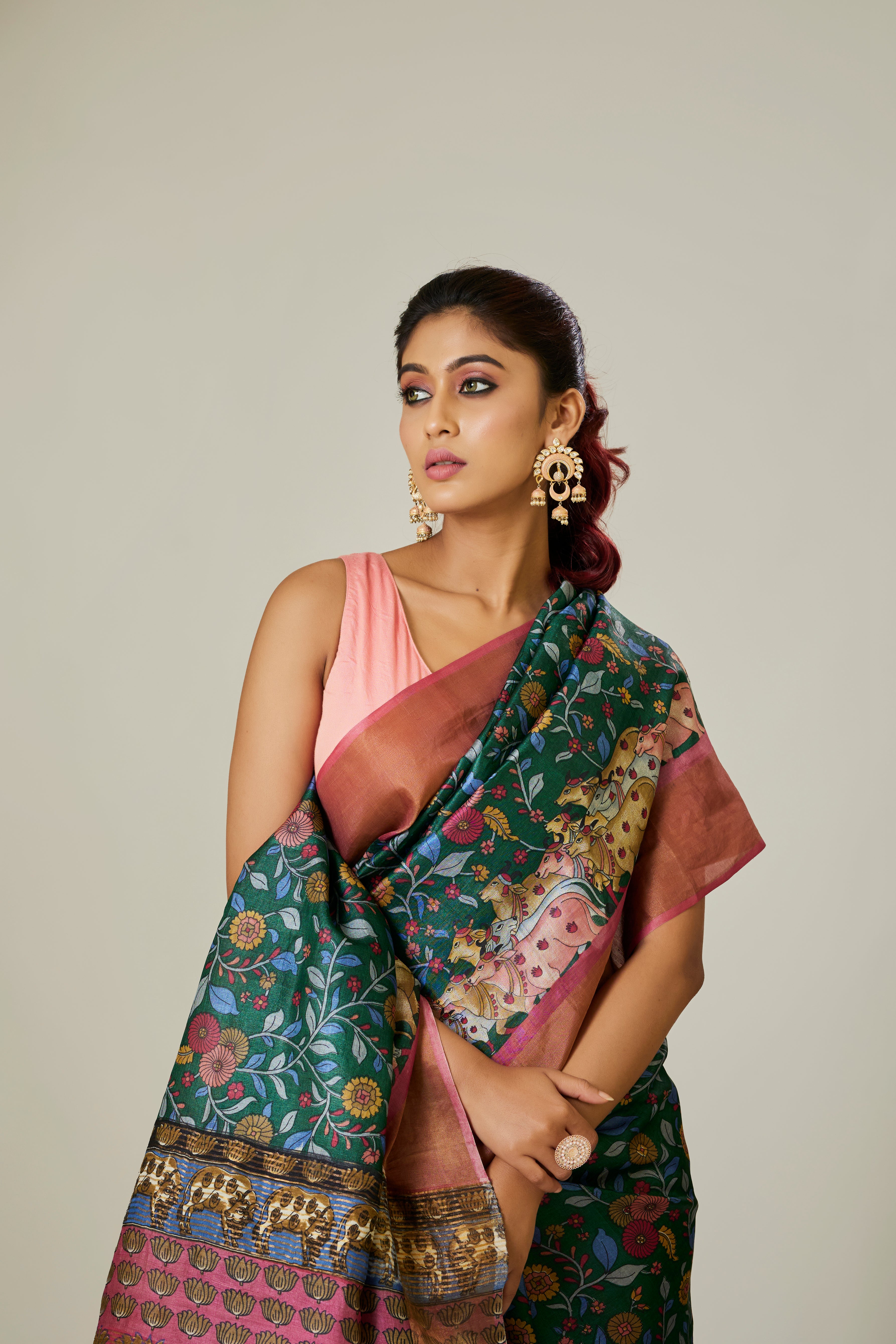 Green Pichwai Saree – Aparnaa Sarees