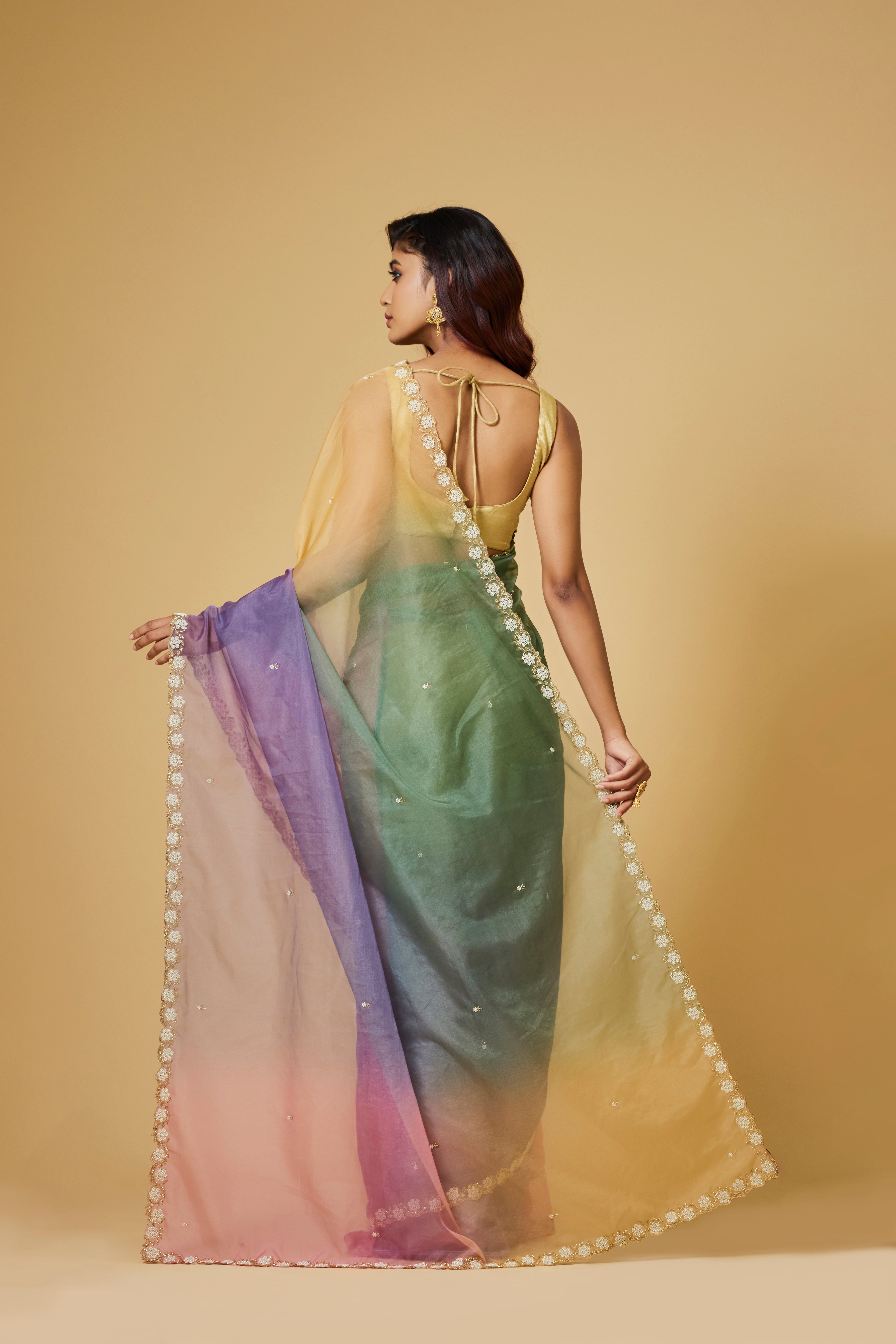 4D Shaded Organza Saree – Aparnaa Sarees
