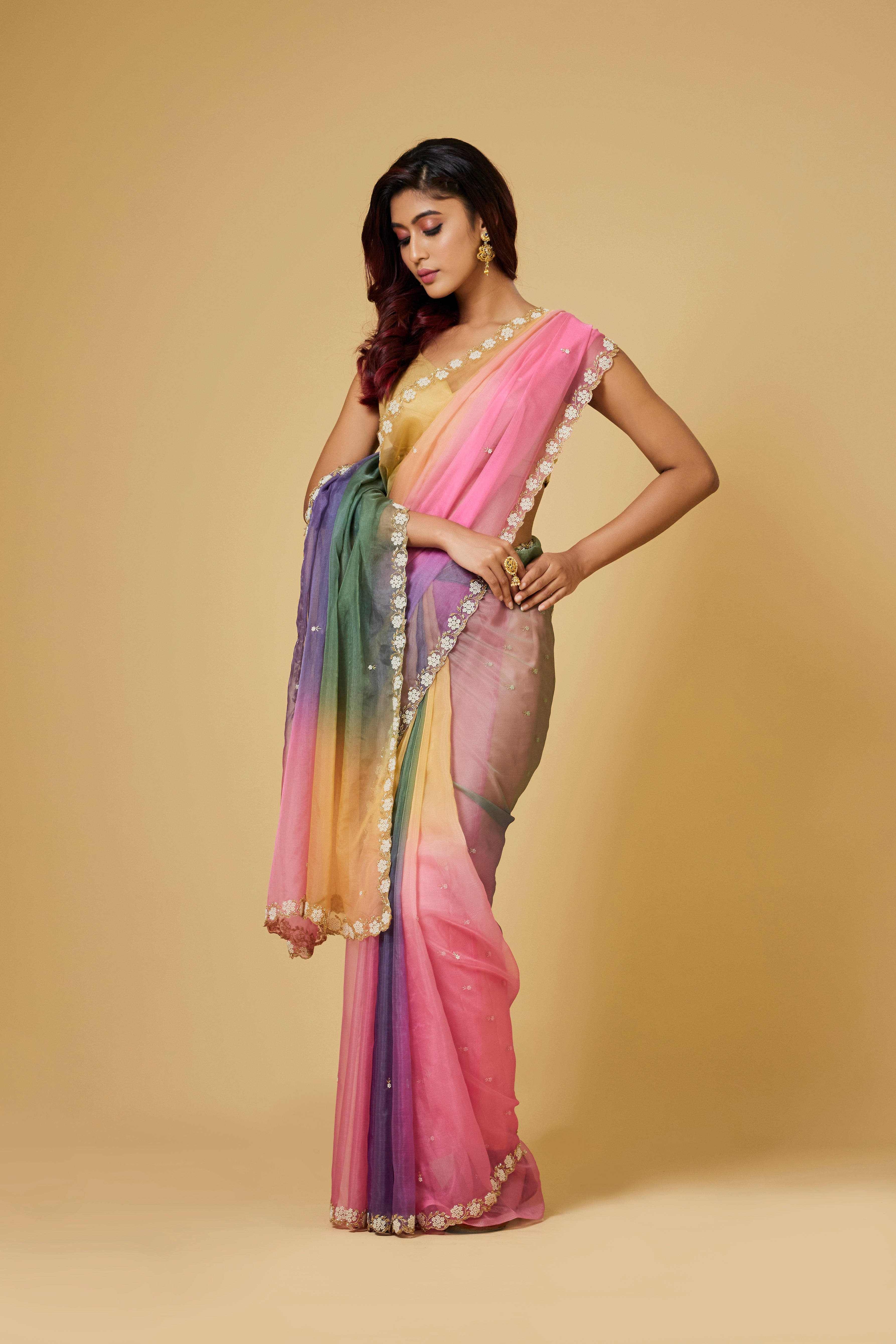 4D Shaded Organza Saree – Aparnaa Sarees