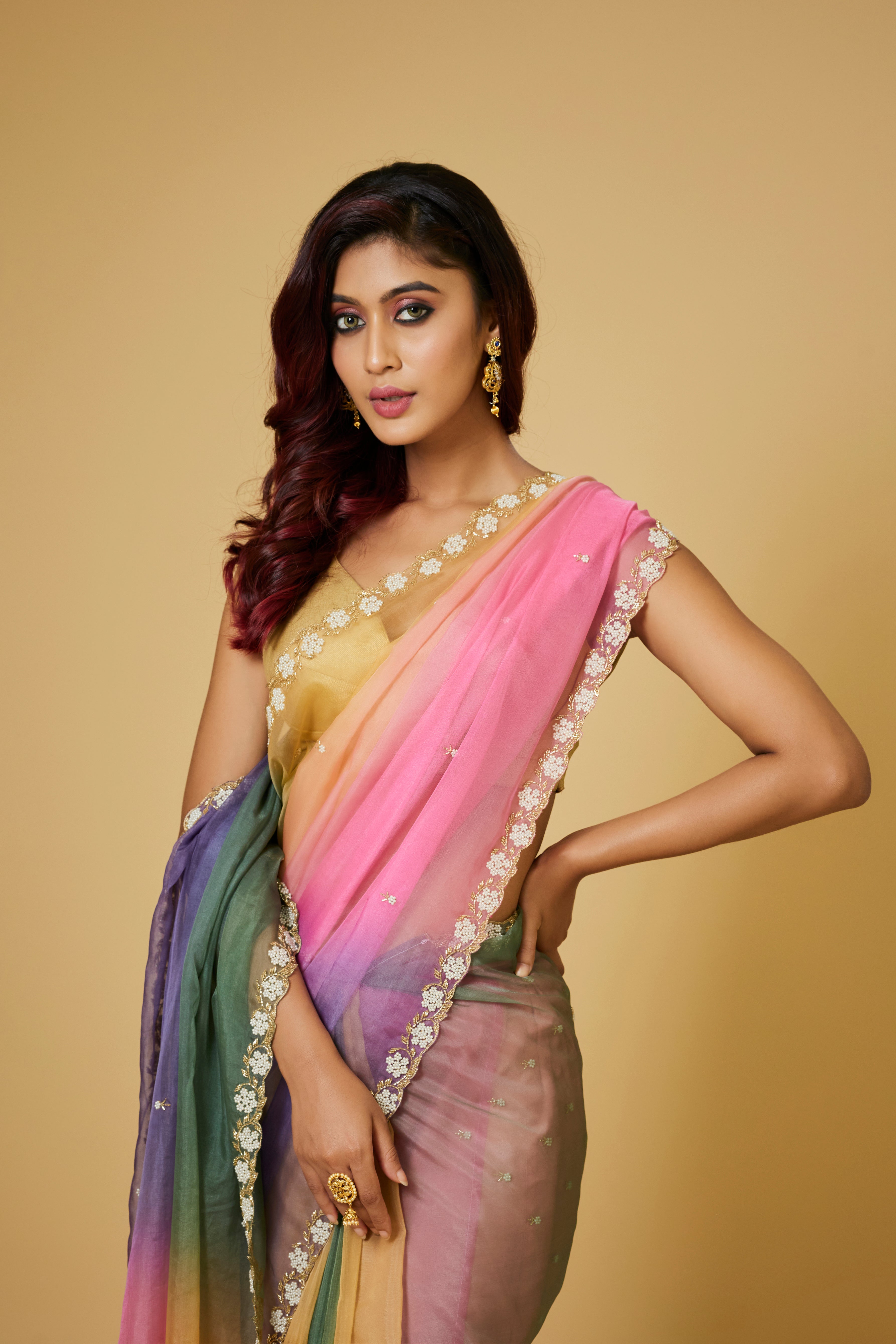 4D Shaded Organza Saree – Aparnaa Sarees