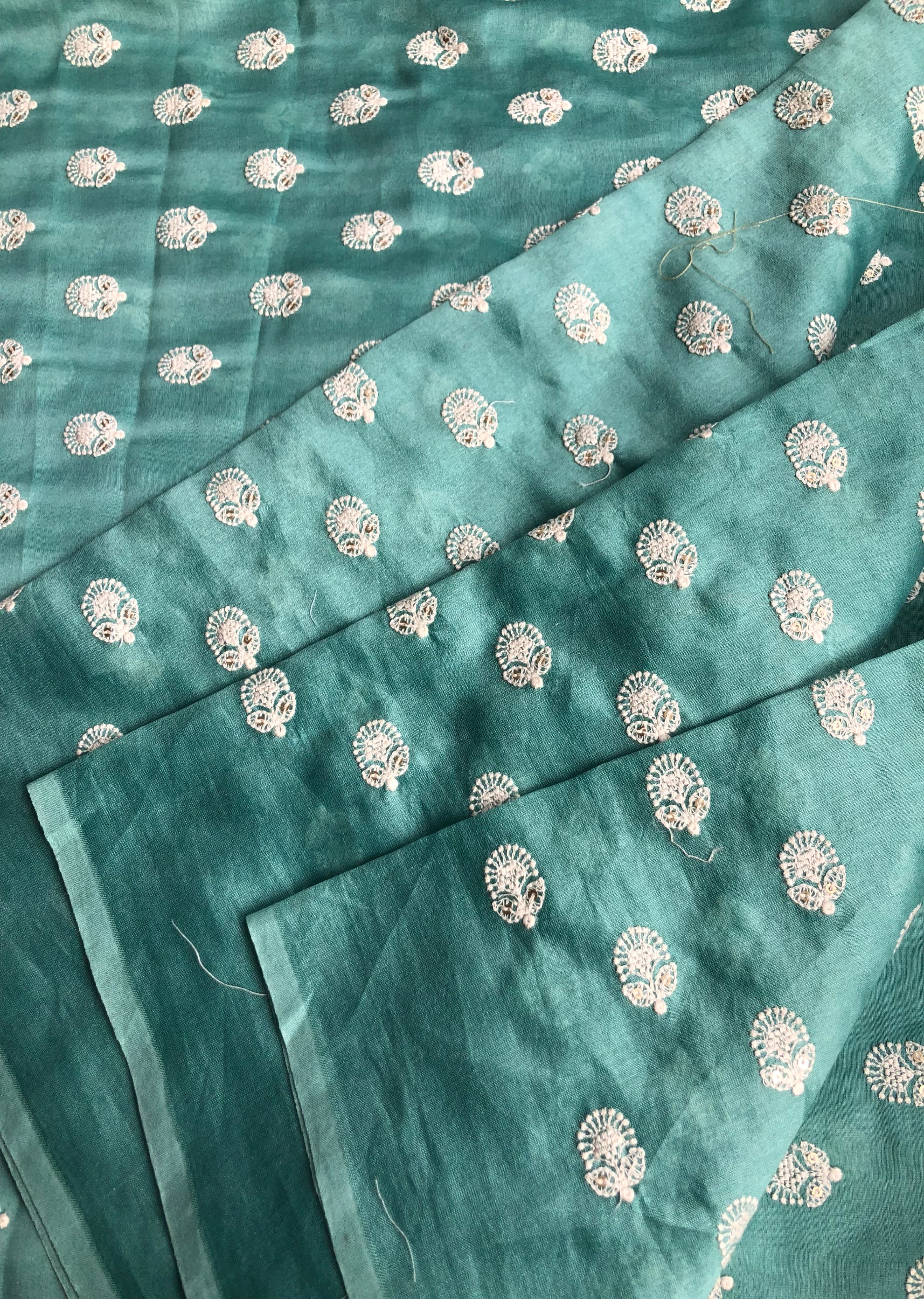Sea Green Embroidered Chanderi – Aparnaa Sarees